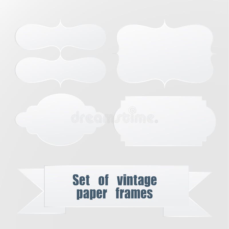 Set of Vintage White Paper Frames Stock Vector - Illustration of ...