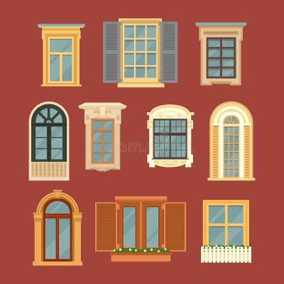Set of Vintage Windows stock vector. Illustration of street - 66679722