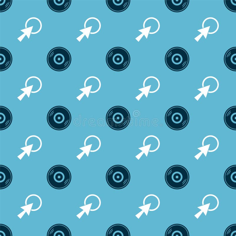 Set Vinyl Disk and Arrow Cursor on Seamless Pattern. Vector Stock ...