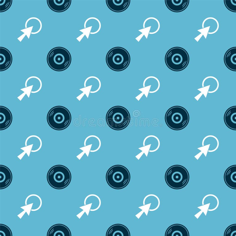 Set Vinyl Disk and Arrow Cursor on Seamless Pattern. Vector Stock ...