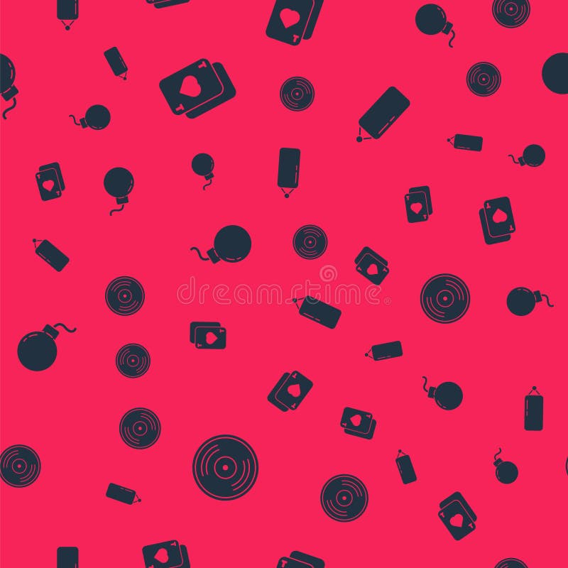 Set Vinyl Disk, Playing Cards, Bomb Ready To Explode and Punching Bag ...