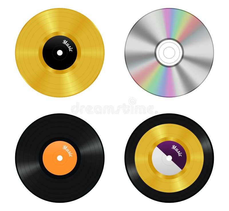 Set vinyl record and cd stock illustration. Illustration of musical ...