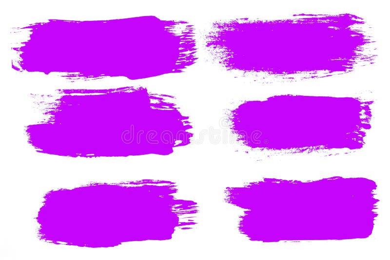 Set of Violet Brush Strokes Isolated on a White Background Stock ...