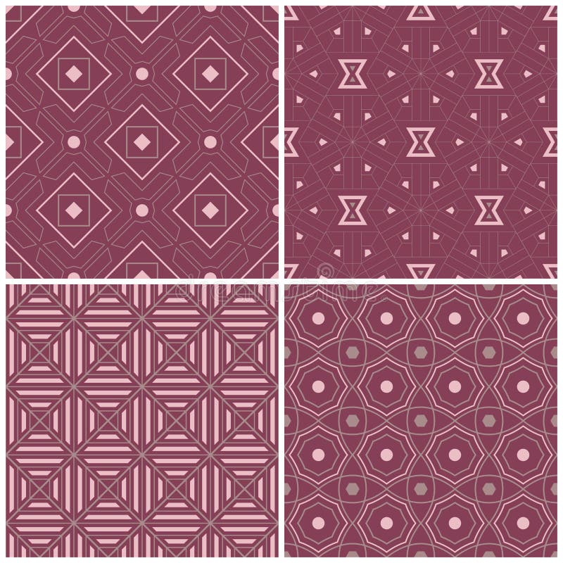 Set of Violet Seamless Backgrounds with Geometric Patterns Stock Vector ...