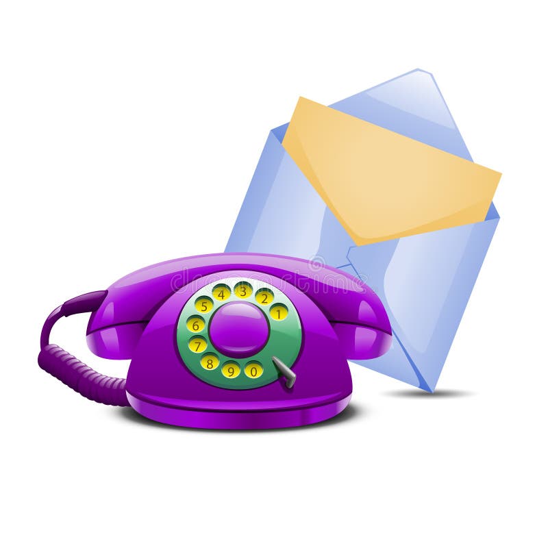 Set of Violet Telephone and Blue Mail Stock Vector - Illustration of ...
