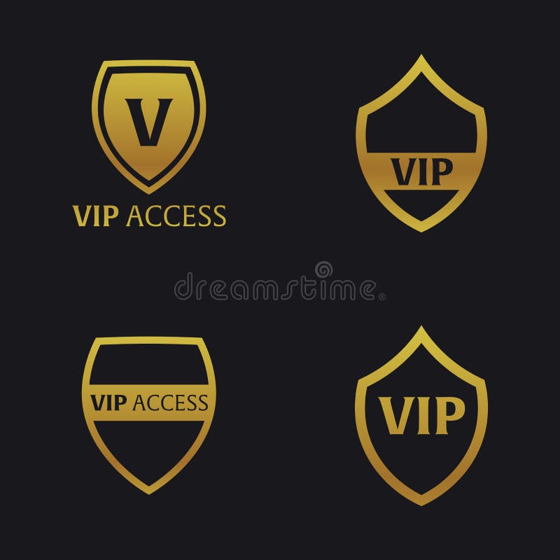 Set of Vip Emblems with Shield. Luxury Vector Illustration. Stock ...