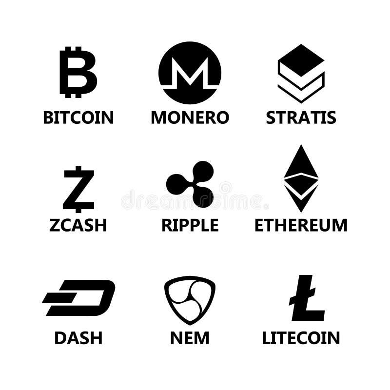 Set of virtual coins icons editorial stock image. Illustration of ...