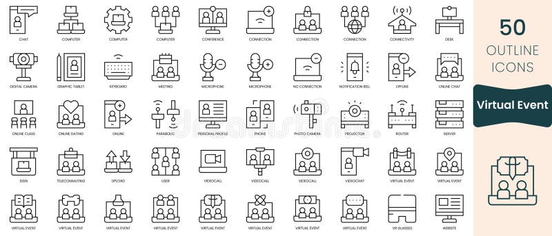 Set of Virtual Event Icons. Thin Linear Style Icons Pack Stock Vector ...