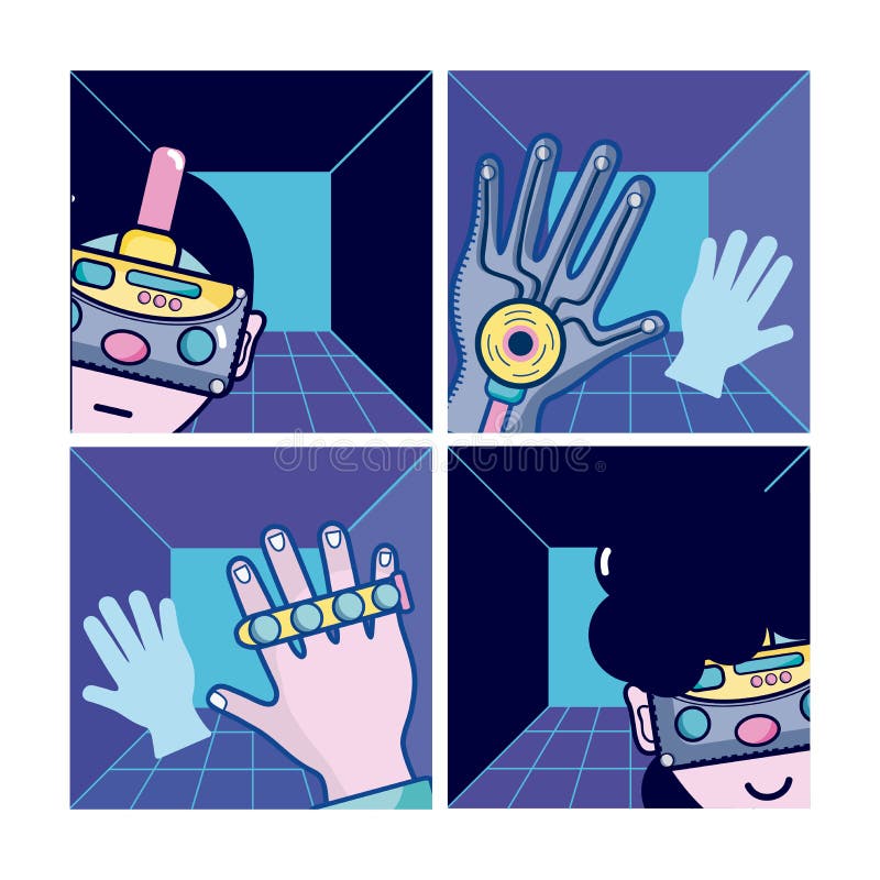 Set of Virtual Reality Cartoons Stock Vector - Illustration of glove ... Set of Virtual Reality Cartoons Stock Vector - Illustration of glove ...