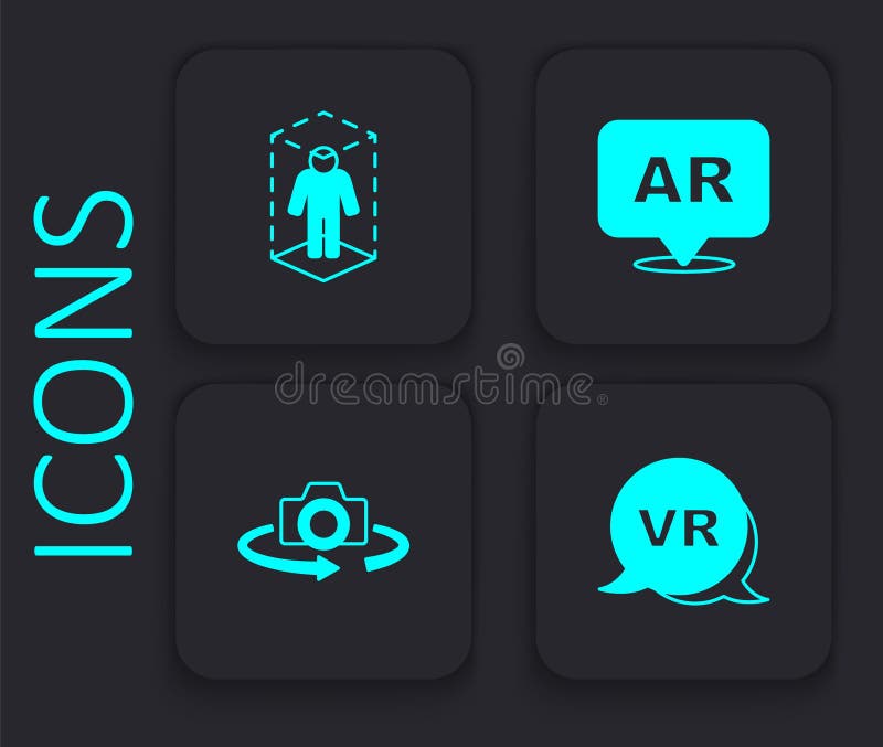 Set Virtual Reality, 3d Modeling, Augmented AR and 360 Degree View Icon ...