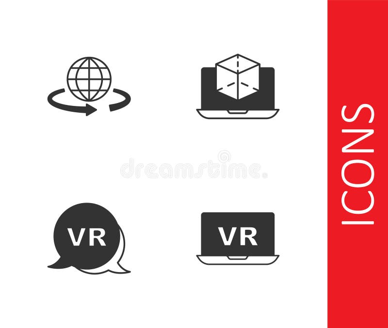 Set Virtual Reality, 3d Modeling, and Icon. Vector Stock Vector ...