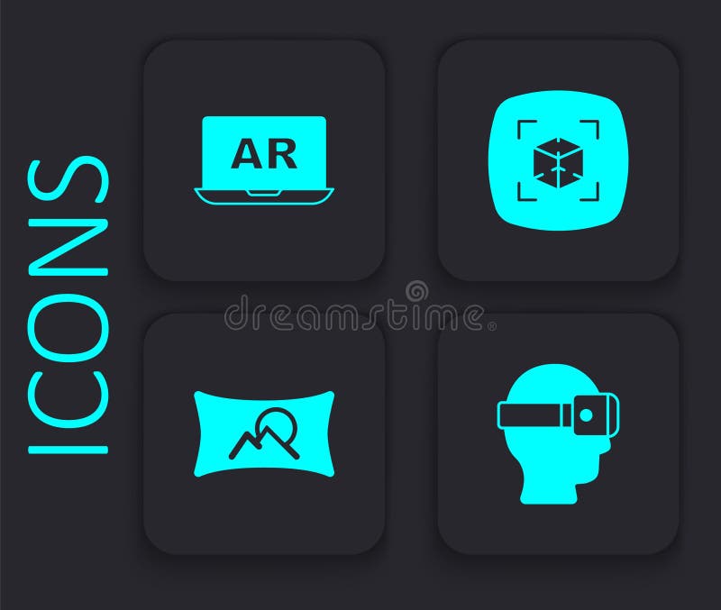 Set Virtual Reality Glasses, Augmented AR, 3d Modeling and Wide Angle ...