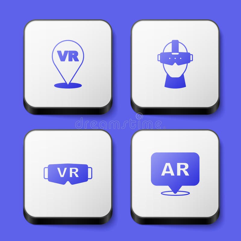 Set Virtual Reality, Glasses, and Augmented AR Icon. White Square ...