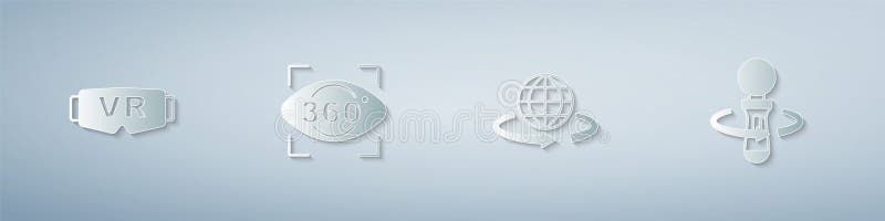 Set Virtual Reality Glasses, 360 Degree View, 3d Modeling and VR ...