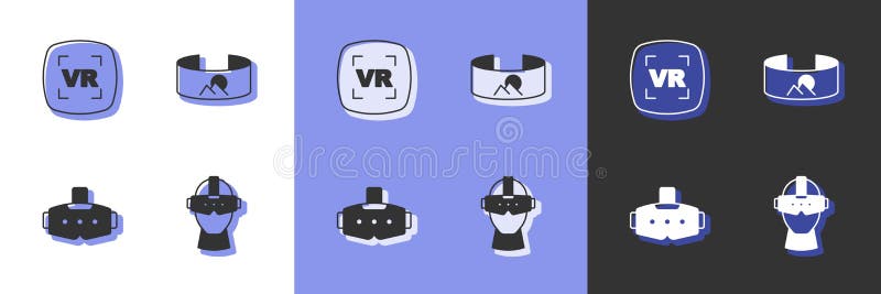Set Virtual Reality Glasses, and 360 Degree View Icon. Vector Stock ...