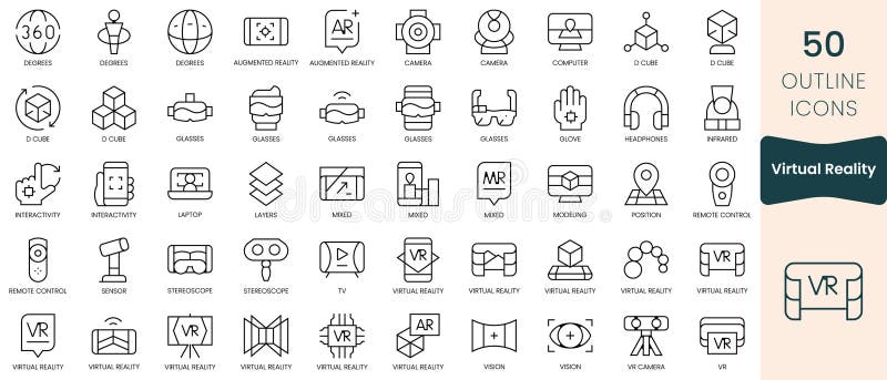 Set of Virtual Reality Icons. Thin Linear Style Icons Pack Stock Vector ...