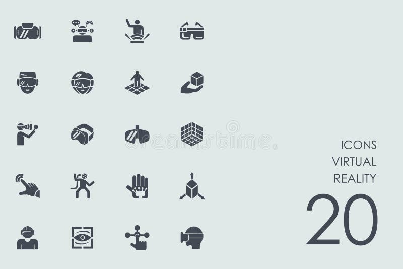 Set of Virtual Reality Icons Stock Vector - Illustration of group ...