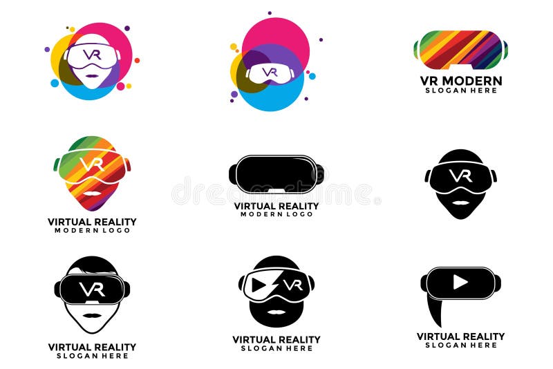 Set of Virtual Reality Logo Icon, VR Logo Design Vector Stock Vector ...