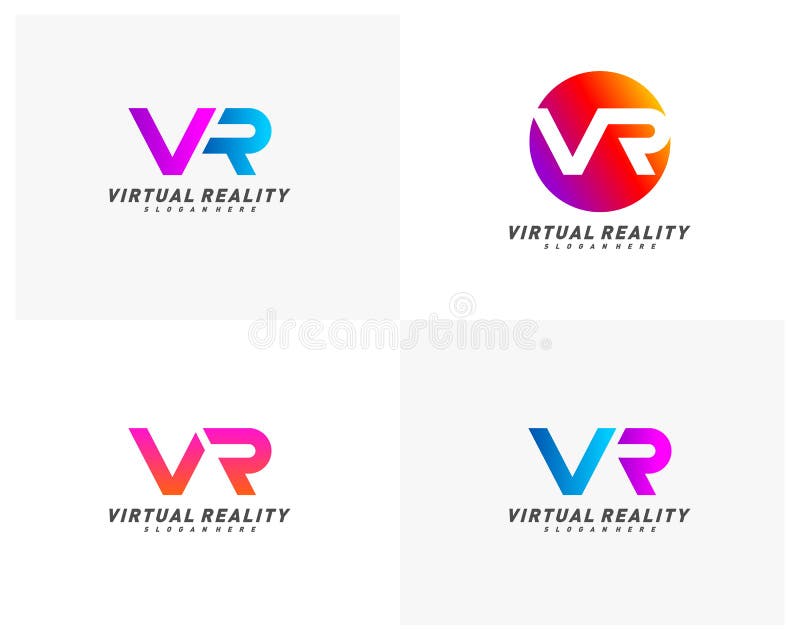 Set of Virtual Reality Logo Template Design Vector, VR Letter Logo ...