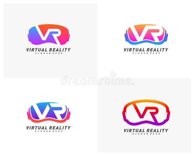 Set of Virtual Reality Logo Template Design Vector, VR Letter Logo ...