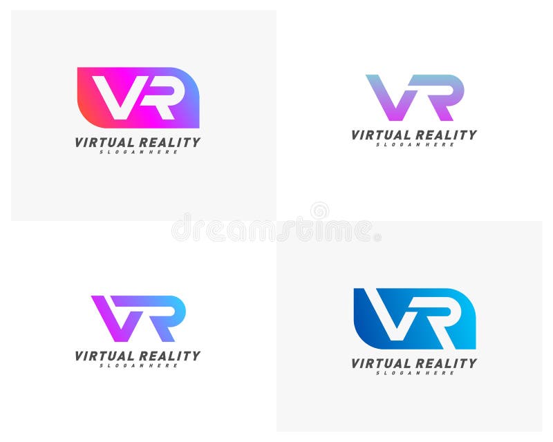 Virtual Reality Logo Template Design Vector, VR Letter Logo Design with ...