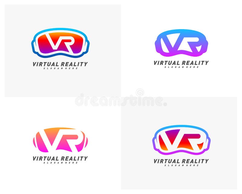 Virtual Reality Logo Template Design Vector, VR Letter Logo Design with ...