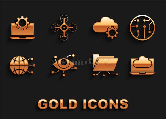 Set Virtual Reality, Processor, Cloud Technology Data Transfer and Storage, Folder Lock, Global ...