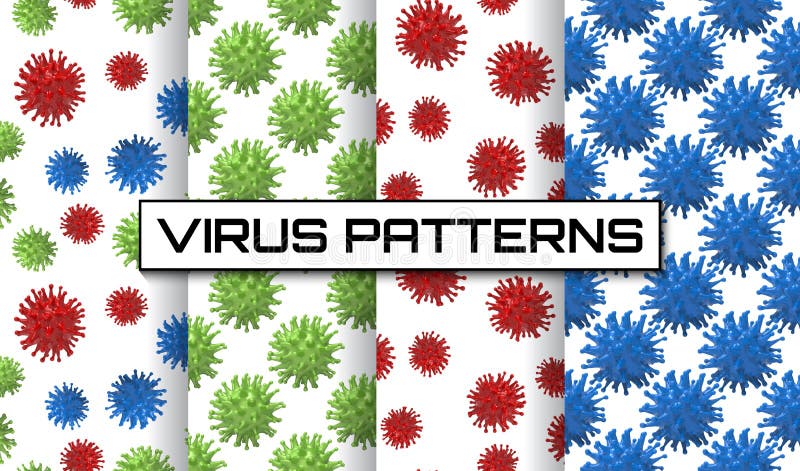 Set of Virus Bacteria Cells Seamless Patterns. Flu, Influenza ...