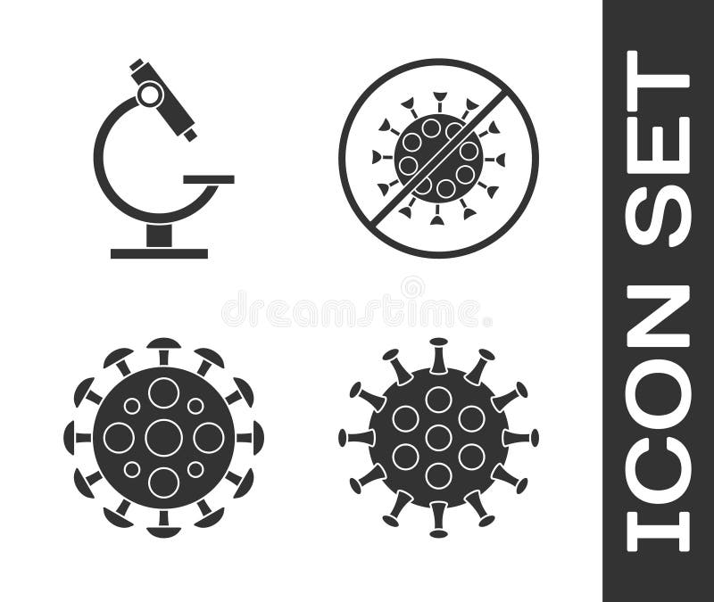 Set Virus, Microscope, Virus and Stop Virus Icon. Vector Stock Vector ...