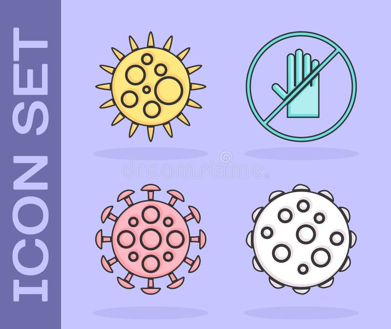 Set Virus, Virus, Virus and No Handshake Icon. Vector Stock Vector ...
