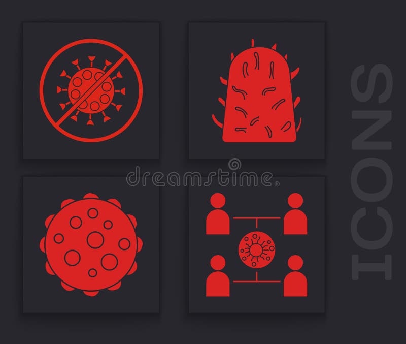 Set Virus Spread, Stop Virus, Rabies Virus and Virus Icon. Vector Stock ...