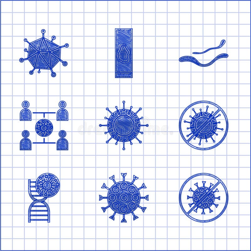 Set Virus, Stop Virus, DNA Symbol and, Spread, Ebola Disease and Icon ...
