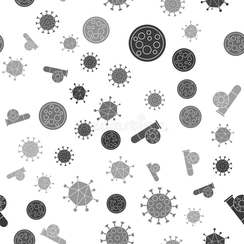 Set Virus, Virus, Test Tube with Virus and Virus on Seamless Pattern ...