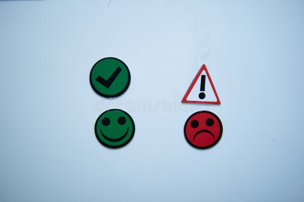 A Set of Visual Indicators Featuring a Green Checkmark, a Smiling Face ...