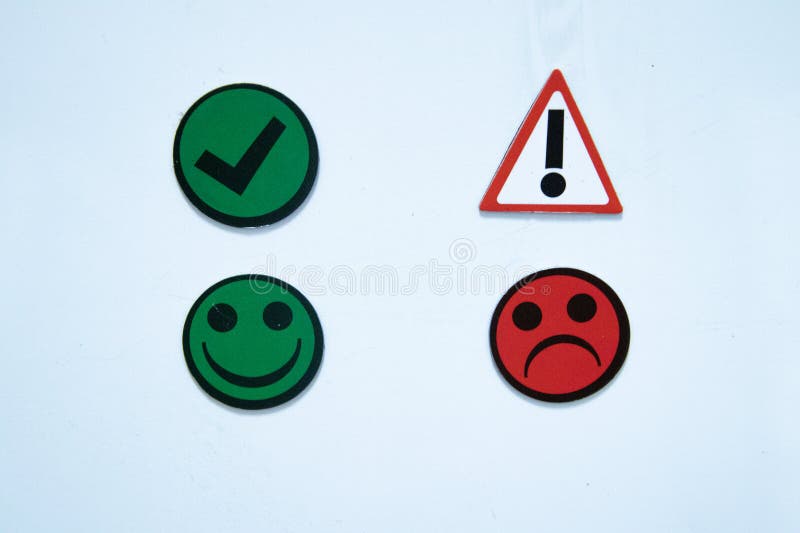 A Set of Visual Indicators Featuring a Green Checkmark, a Smiling Face ...