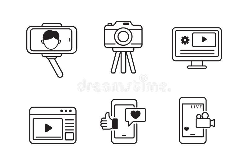 Vlog Icon with Play Button. Vector Symbol on White Background Stock ...