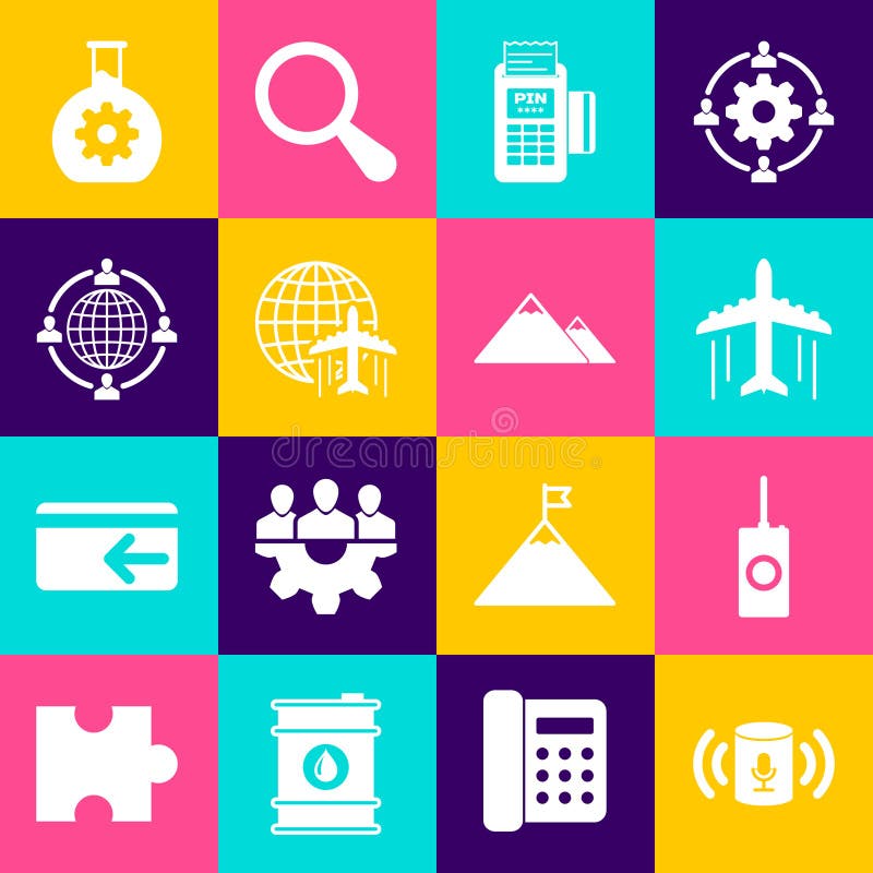 Set Voice Assistant, Remote Control, Plane, POS Terminal, Globe with ...