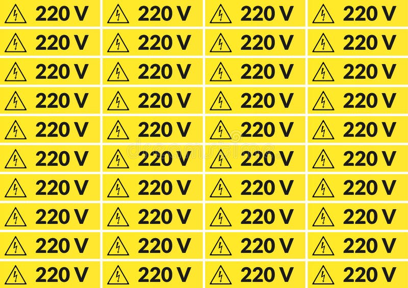 Set of 220 volt stickers stock vector. Illustration of lightning ...