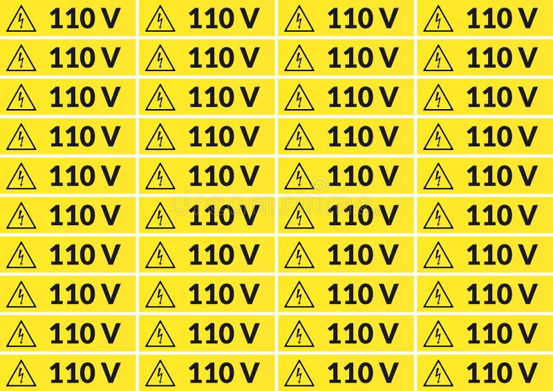 Set of 110 volt stickers stock vector. Illustration of power - 105166927