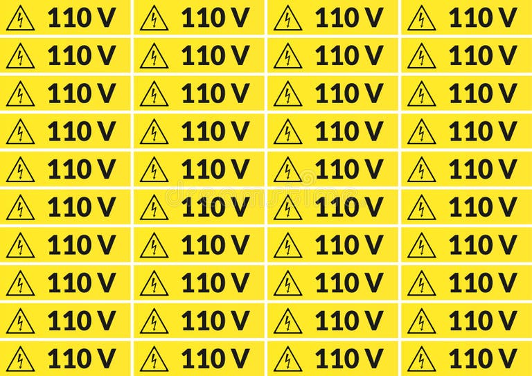 Set of 110 volt stickers stock vector. Illustration of power - 105166927