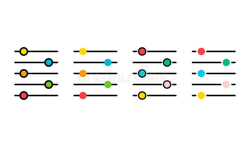Set of Volume Mixer Icon, Filter Sound Symbol Button, Switch Sign ...