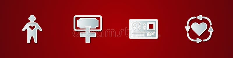 Set Volunteer, Donation and Charity, Bank Check and Icon. Vector Stock ...