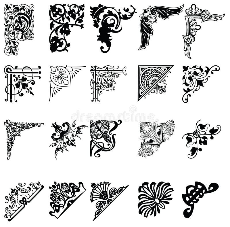 Satz Ecken vektor abbildung. Illustration von hand, gemalt - 31348823