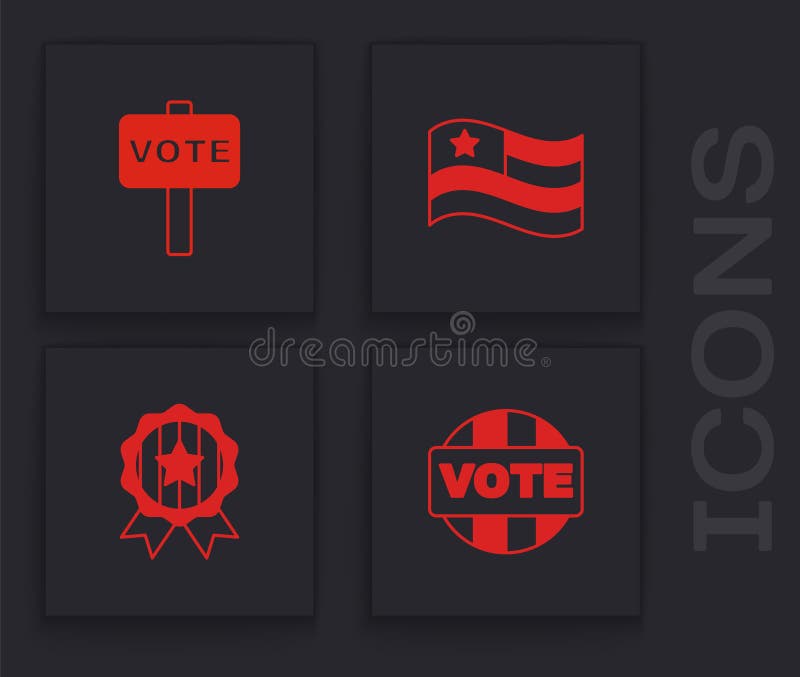 Set Vote, , American Flag and Medal with Star Icon. Vector Stock Vector ...