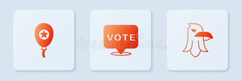 Set Vote, Balloons and Eagle. White Square Button Stock Vector ...
