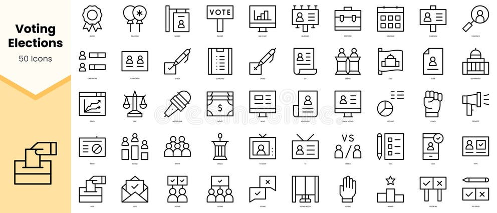 Set of Voting Elections Icons. Simple Line Art Style Icons Pack Stock ...