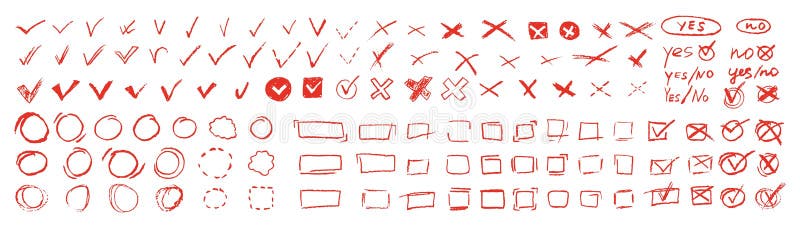 Set of Voting Elements. Yes or No Signs and Square, Rectangular or ...