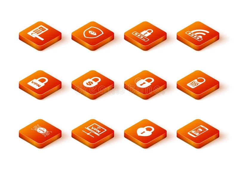 Network Lock, Protection and Security Vector Icons Set Cyber Computer ...