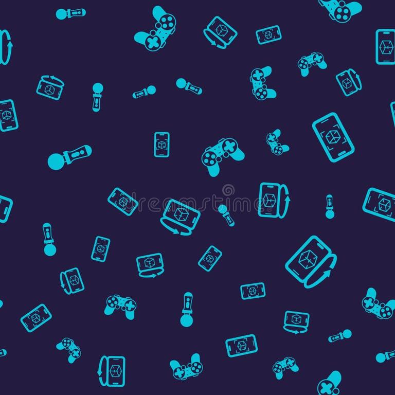 Set VR Controller Game, 3d Modeling, Gamepad and on Seamless Pattern. Vector Stock Illustration ...