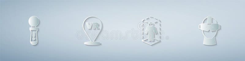 Set VR Controller Game, Virtual Reality, 3d Modeling and Glasses. Paper ...